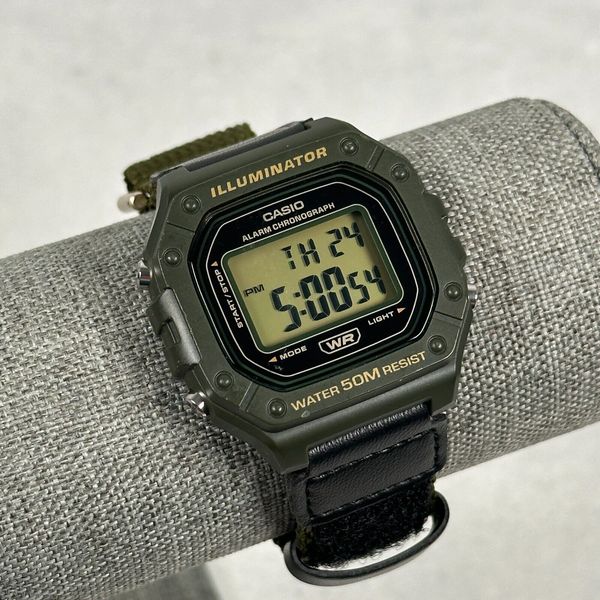 Casio Watch Mens 43mm Green Square Digital Sport Alarm Chrono New ...