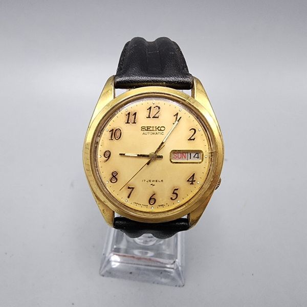 Vintage Seiko Watch Men Gold Tone Gold Dial Daydate Automatic 7009-8219 ...