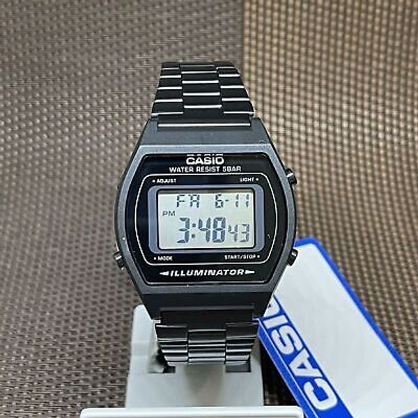 Casio B640WB-1A Vintage Series Digital Black Resin Stopwatch Alarm Light Watch | WatchCharts ...