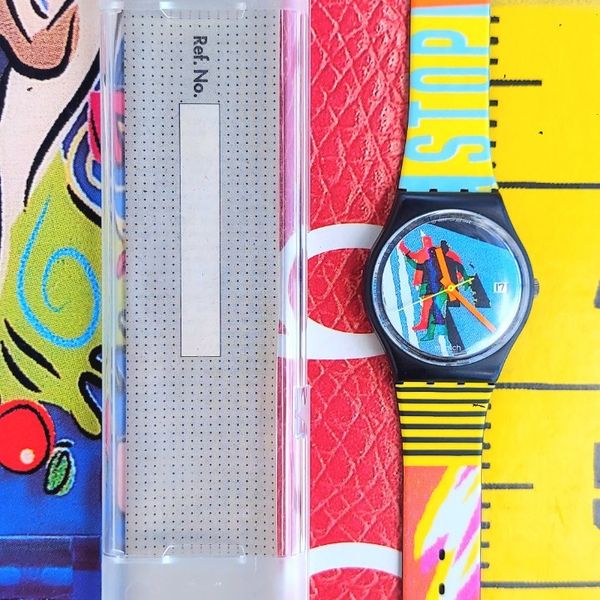 Vintage Swatch Watch TAXI STOP GB410 1989 Standard Gents Rare Squiggly ...