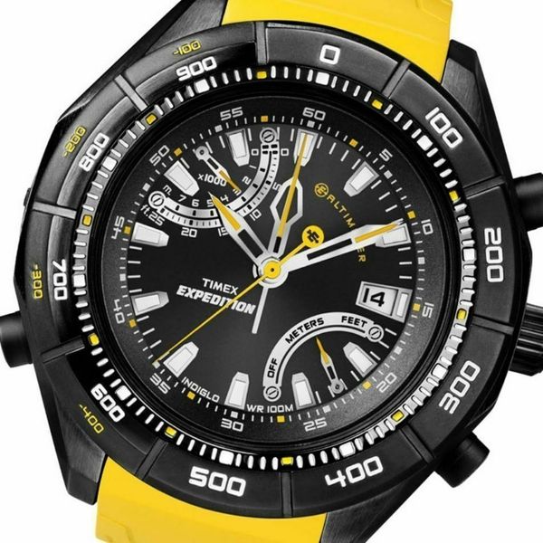 Timex Men's T2N730 Intelligent Quartz Adventure Altimeter Yellow Rubber ...