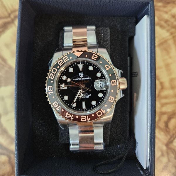 PAGANI DESIGN PD-1662 Luxury GMT Men Automatic Watch Rose Gold Root ...