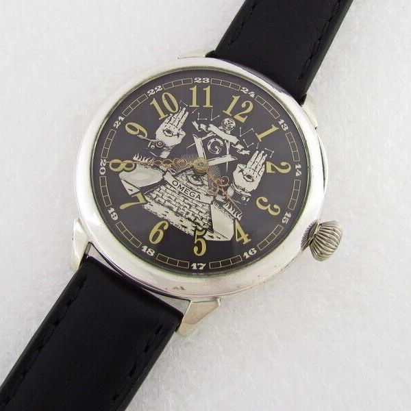 OMEGA Masonic Masons Antique 1912-1916 Swiss Amazing Art Deco Silver ...