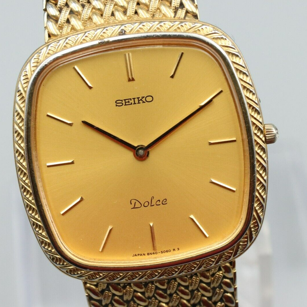 *Exc+5* Vintage SEIKO Dolce 8N40-5040 Quartz Gold Dial Mens Watch From JAPAN | WatchCharts ...