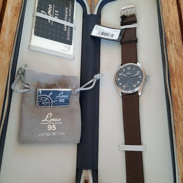 Laco Navy Watches Edition 95 42.5 Blue Dial w Brown Leather 86123 SOLD ...