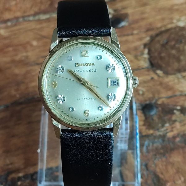 1971 Bulova Beau Brummell Automatic Watch 10ct Gold Filled 4 DIAMOND ...