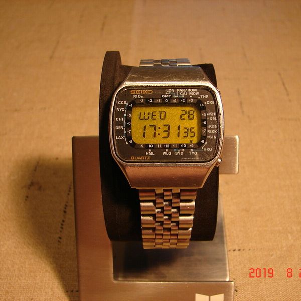 Vintage Retro Men's Seiko Pan Am World Time LCD Digital Watch M158-5000 ...