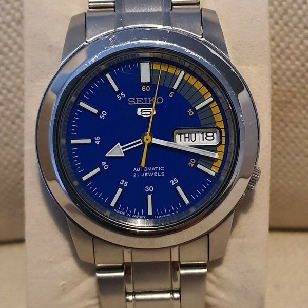 Seiko 5 Automatic Blue Orange Speedometer Dial Mens Watch SNKK27K1 RRP ...