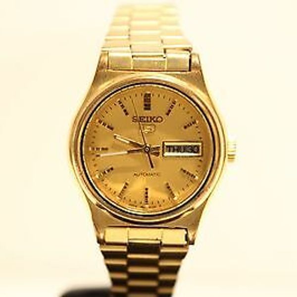 VINTAGE LADIES JAPAN GOLD PLATED AUTOMATIC WATCH"SEIKO" 5 /4206-0600 ...