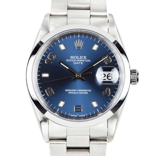 FS: 1997 Rolex Date 15200 Blue Arabic Dial with Box and Papers ...