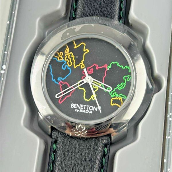 Benetton By Bulova Map Of The World Quartz Unisex 36mm Watch New ...