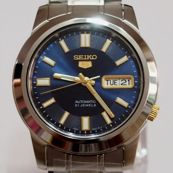 SNKK11K1 SEIKO 5 Stainless Steel Band Automatic Men's Blue Watch SNKK11 ...