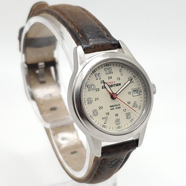 Timex Expedition Indiglo Womens Watch New Battery Silver Tone Date Dial 26mm | WatchCharts ...