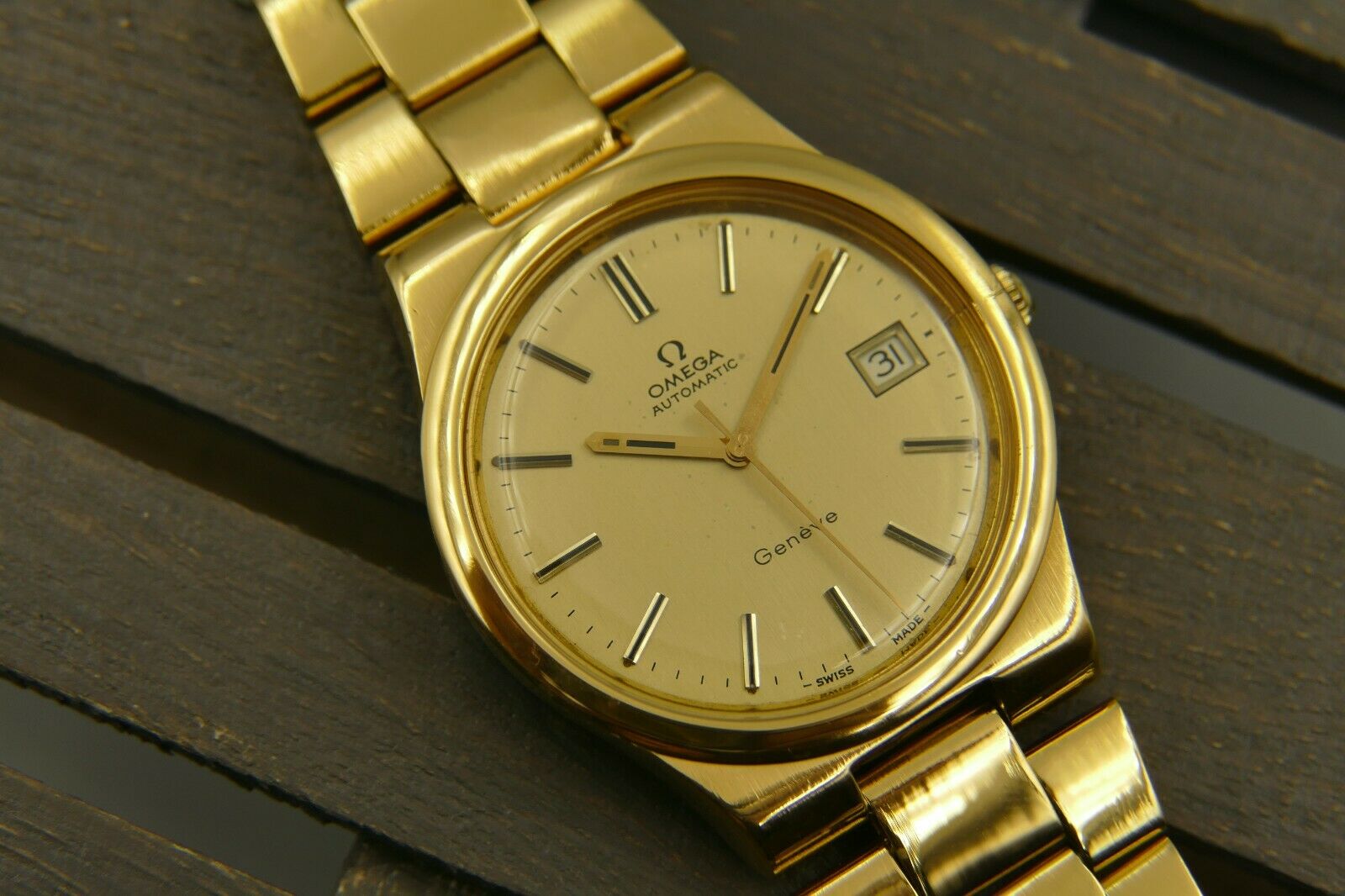 70s vintage watch mens OMEGA Geneve Automatic cal 1012 ref 166.0173 ...