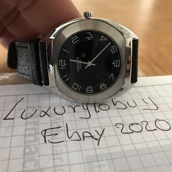 Hermes Black Stainless Steel Espace Digital ES1.710 Men's Wristwatch ...