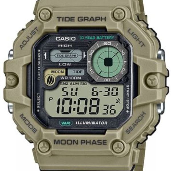 Casio Digital Watch WS-1700H-5AVEF Fishing Timer Moon Phase Display ...