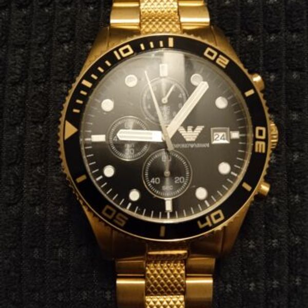 Emporio Armani AR5857 Mens Chronograph Watch - Gold and Black ...