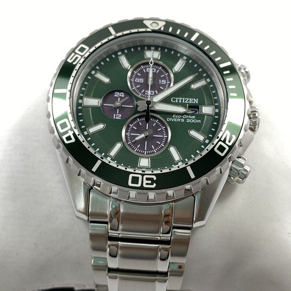 Citizen Promaster Eco-Drive Green Dial Stainless Steel Mens Watch ...