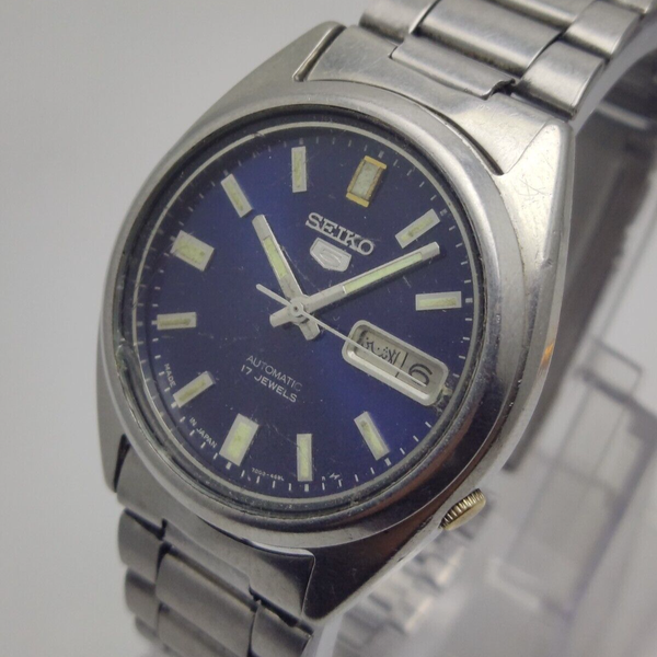 Seiko 5 Japan 7009 Automatic Movement 17 Jewels Day/Date Blue Dial ...