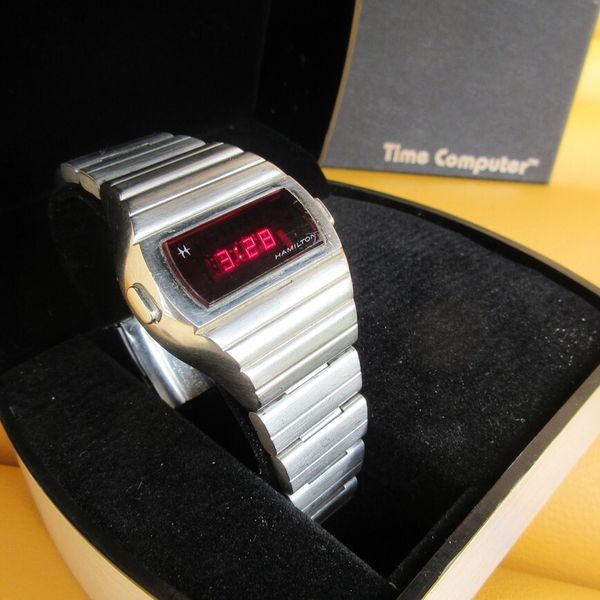 Men's Stainless Steel 1974 Hamilton QED digital Time computer QUARTZ ...