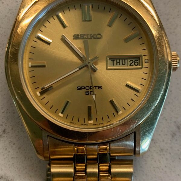 Vintage Seiko Sports 50 Gold toned, Original Bracelet, New Battery ...