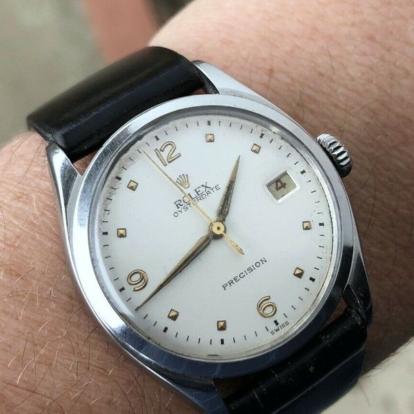 1953 Rolex Oysterdate Precision Ref 6094 ORIGINAL DIAL 34mm Steel RUNS ...