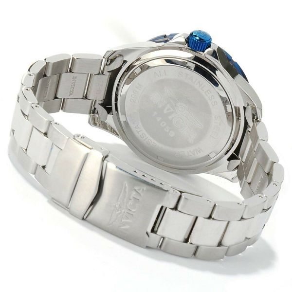 Brand New! Invicta 14059 Mens Pro Diver Silver Dial Blue Bezel Quartz ...