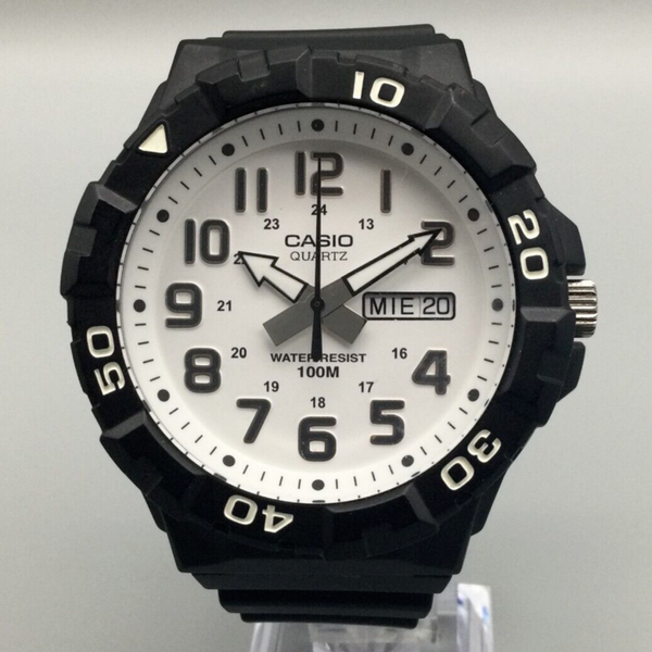 Casio Watch Men 49mm Black White Dial Day Date 5474 MRW-210H ...