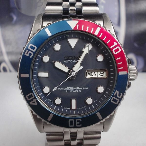 SEIKO 10BAR 'JAPAN' SKX033J DAY/DATE AUTO MENS WATCH 7S26-0040 PEPSI ...