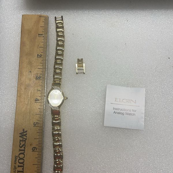 Elgin Diamond SR626SW Gold Quartz Womenâ s Watch Japanese Movement New ...