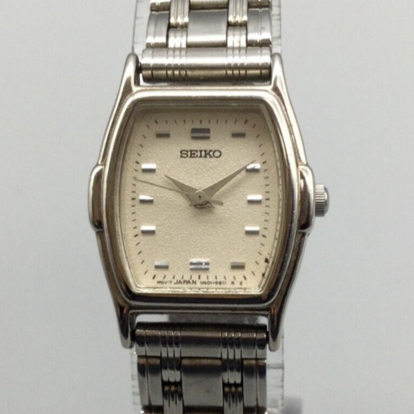 Vintage Seiko Watch Women Silver Tone Rectangle Dial V401-6250 New ...