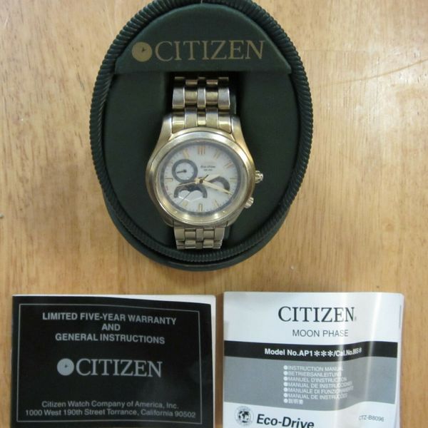 Citizen Eco-Drive Moon Phase Wristwatch 8651 S025150 With Box & Papers ...