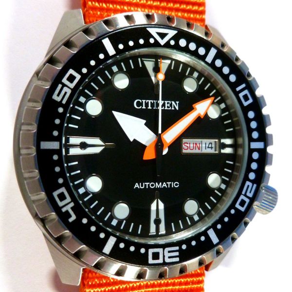 Citizen Promaster Marine Sport Automatic 100M Watch - ORANGE NATO STRAP ...