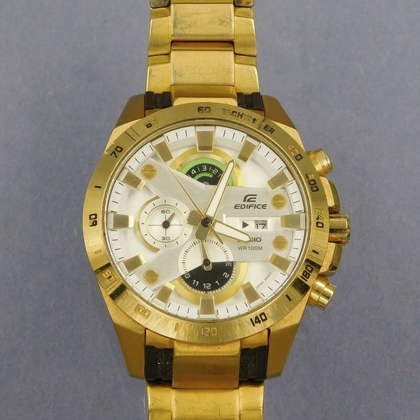 Casio Edifice EFR-540 chronograph gold tone runs great j734 ...