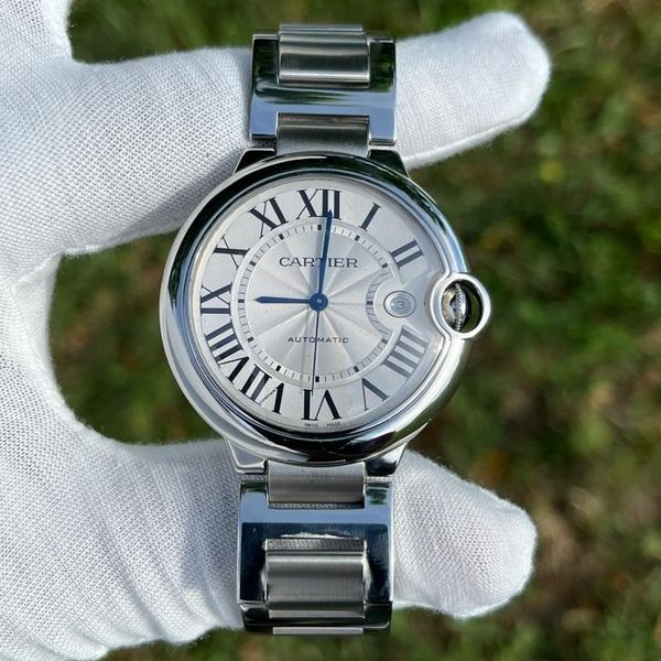 Cartier Ballon Bleu 42mm Silver Dial Stainless Steel + Leather Strap ...