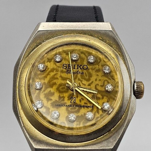 Vintage Seiko Electra 23 Unbreakable Mainspring Watch leather band ...