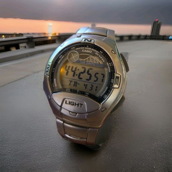 Casio Tide Graph Mens Dual Time Watch W-753 Model 2926 - Works Great ...