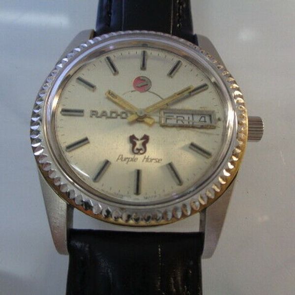 Rado Purple Horse Mens Watch Automatic Day & Date Silver Dial 17j 2836 ...