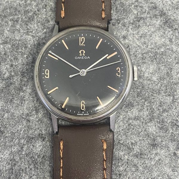 VINTAGE OMEGA CALIBER 30T2 REF 2348-3 S STEEL BLACK DIAL SWISS WATCH ...