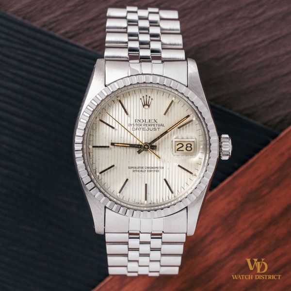 Fully Serviced 1984 36mm Rolex Engine Turn SS Bezel Datejust 16030 ...