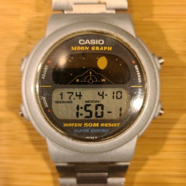 Casio GMW-60 61 Moon Graph module 832 QW pre G shock Moon Phase Silver ...