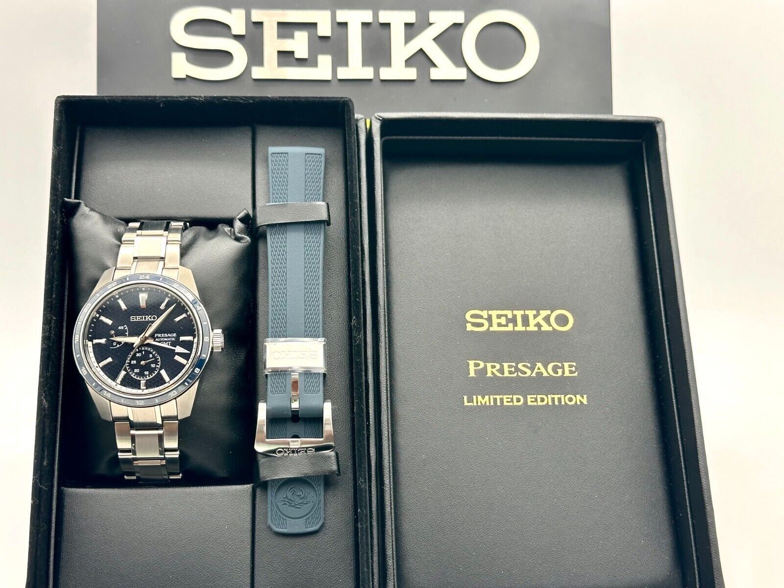 USED Seiko Presage Sharp Edge GMT Blue Dial Limited Edition Men's Watch ...