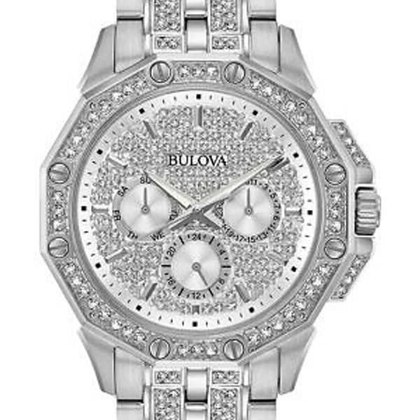 Bulova Men's Crystal Octava Chronograph Quartz Watch Pave Crystal Dial ...