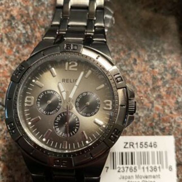 Relic Gunmetal Stainless Steel Mens Watch ZR15546 Brand New in box ...