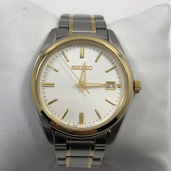 Seiko Essentials Quartz Silver Dial Two Tone Stainless Steel Men's ...