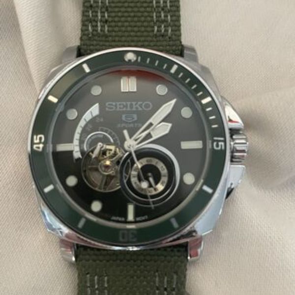 SEIKO MOD 5 SPORT 1880A GREEN AUTOMATIC LUMINOUS HANDS AND INDEXES MEN ...