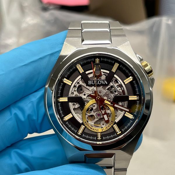 Bulova Maquina Automatic Skeleton Dial Stainless Steel Watch 98A224 ...