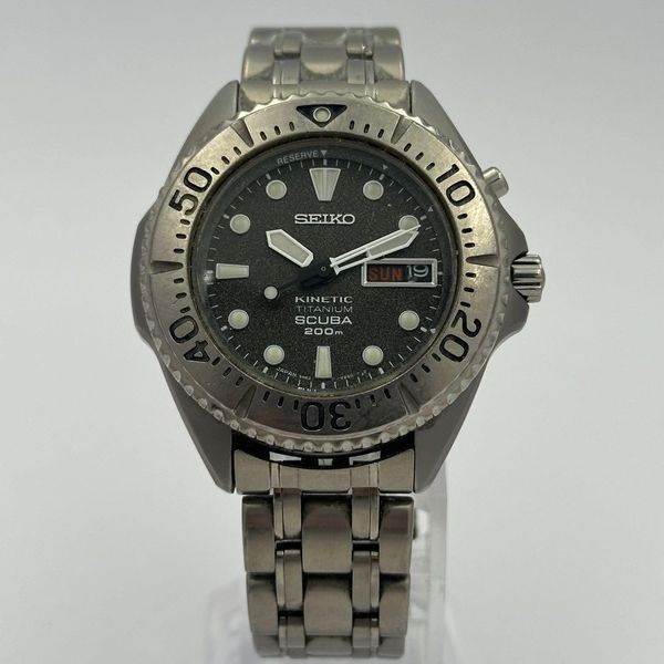 SEIKO KINETIC 5M63-0B40 Men's Automatic Wristwatch Vintage Titanium Pre ...