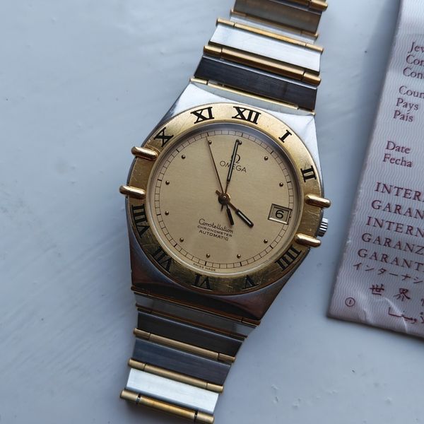OMEGA Constellation 18ct Gold & Steel Full Bar - Auto - Papers - 1988 ...