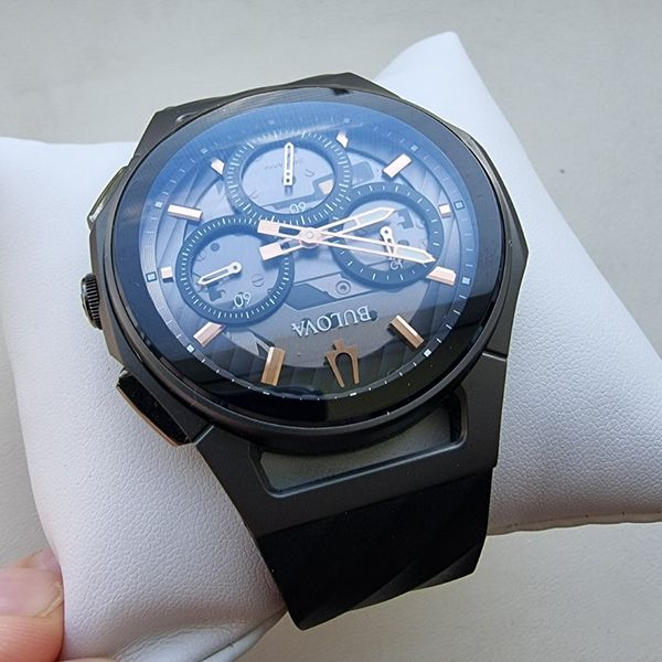 BULOVA MEN'S CHRONOGRAPH CURV BLACK RUBBER STRAP WATCH 98A162 ...